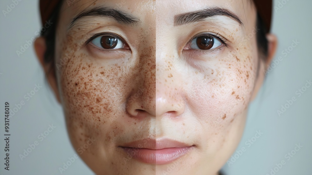 Freckles and Spot melasma pigmentation skin facial treatment over Asian ...