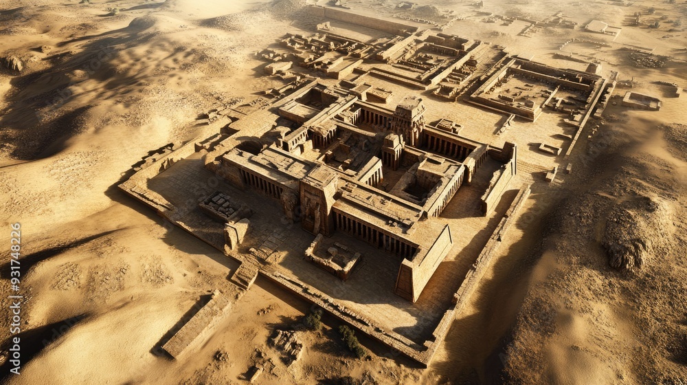 Aerial view of the Dendera Temple complex, revealing its layout and the ...