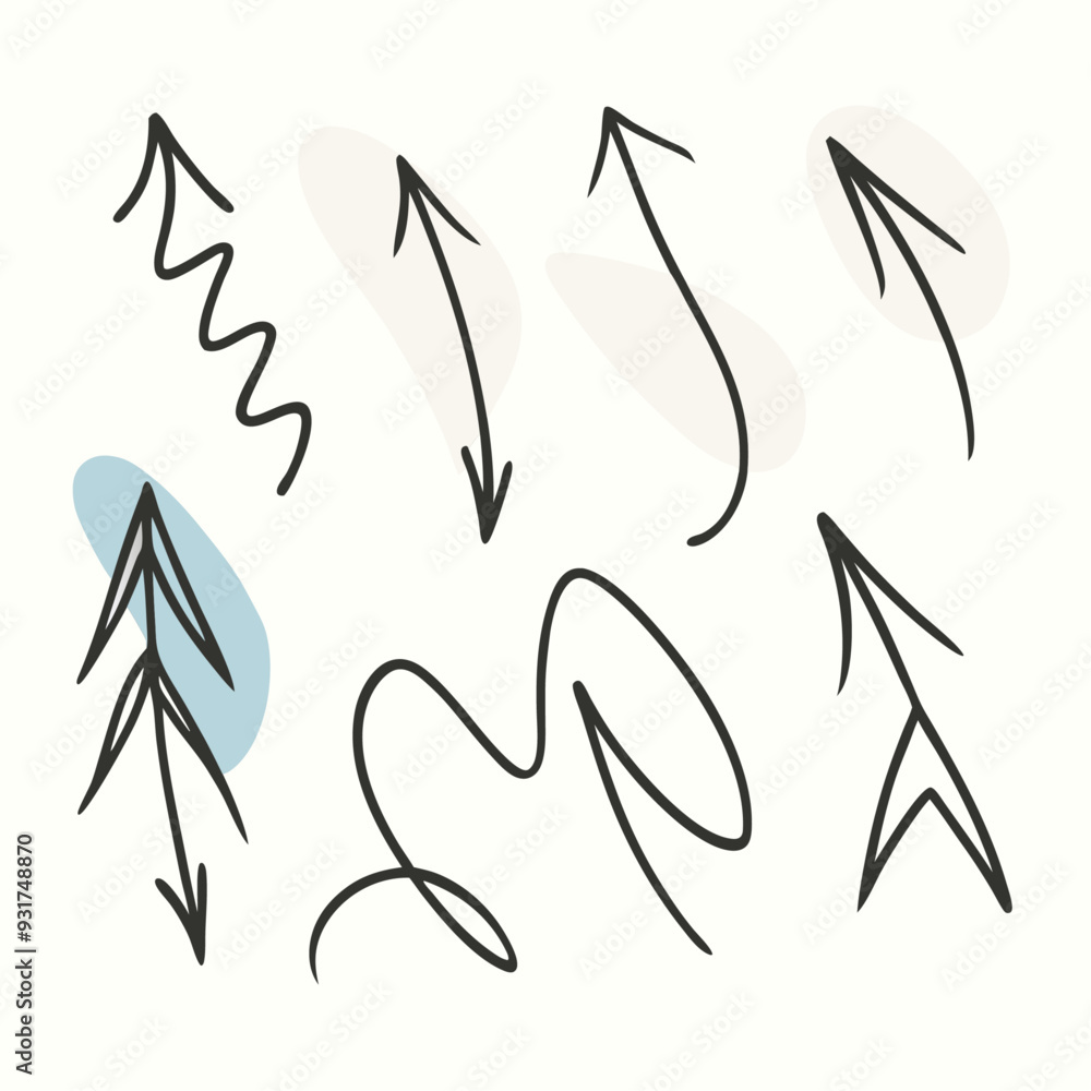 Sketch marker arrows underline lines emphasis waves set Hand drawn ...
