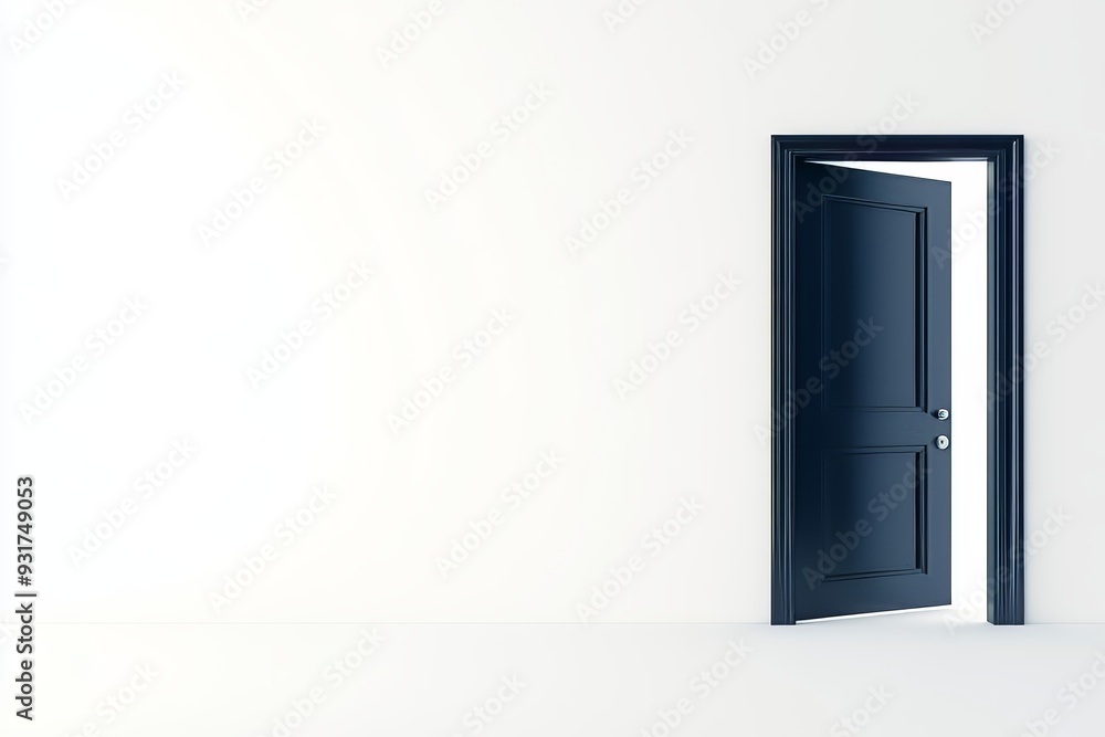 The elements of an open home door, showing how it opens and closes ...