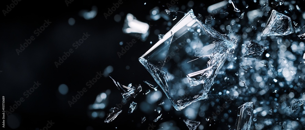 Dynamic glass texture featuring shattered pieces with bits and shards ...