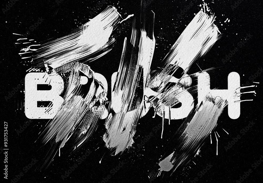 Distort Brush Text Effect Mockup With Generative AI Stock Template ...