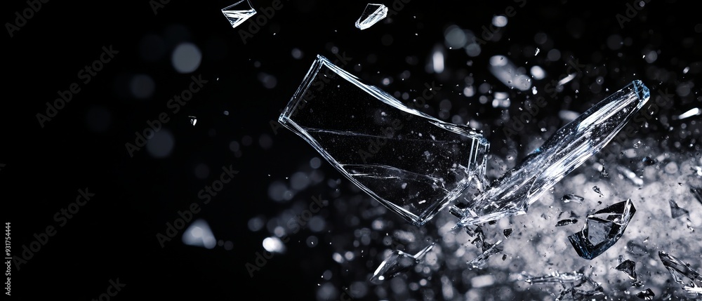 Dynamic glass texture featuring shattered pieces with bits and shards ...