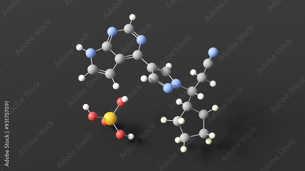 deuruxolitinib phosphate molecule 3d, molecular structure, ball and ...