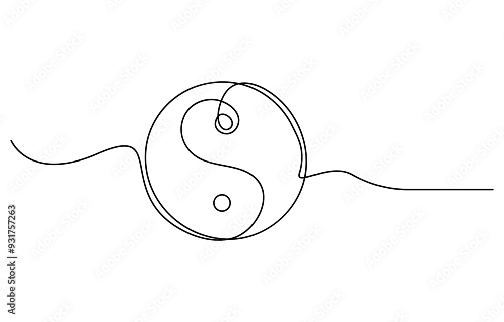 Vetor do Stock: Continuous editable line drawing of Yin Yang symbol ...