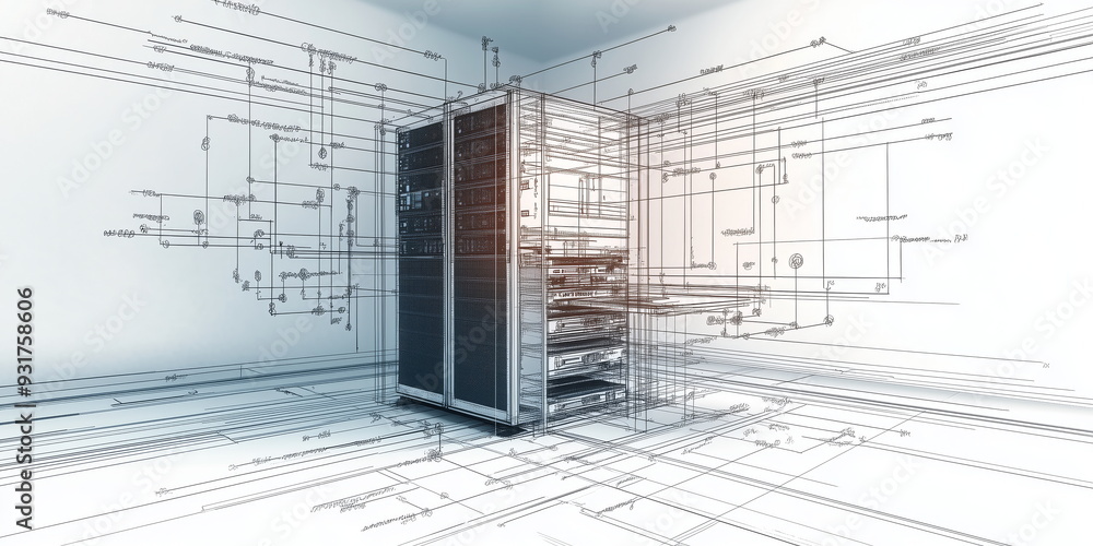 The server , datacenter lab, the design the layout and the ...