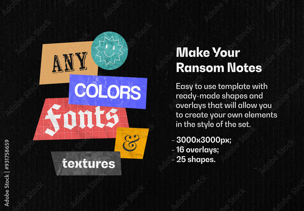 Ransom Note Letters Creator Mockup Stock Template | Adobe Stock