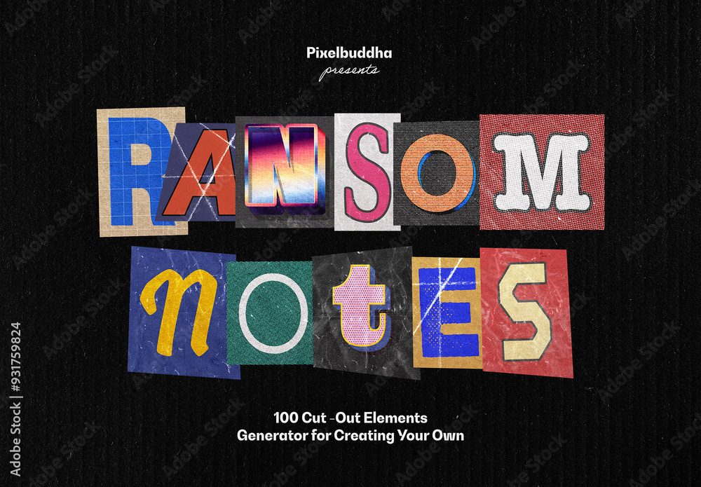 Ransom Note Letters Collection Mockup Stock Template | Adobe Stock