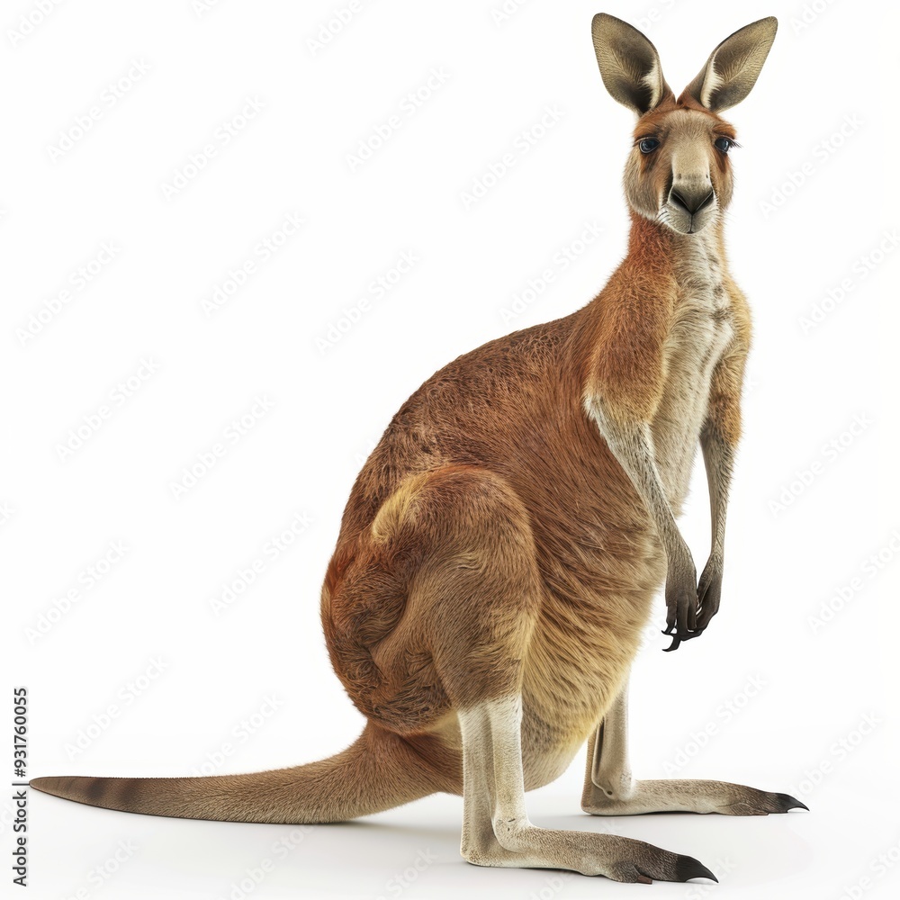 Red Kangaroo Confidence: A powerful red kangaroo stands alert, its ...