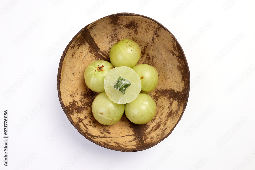 Amloki Indian gooseberry herbal medicinal healthy fruit on white ...