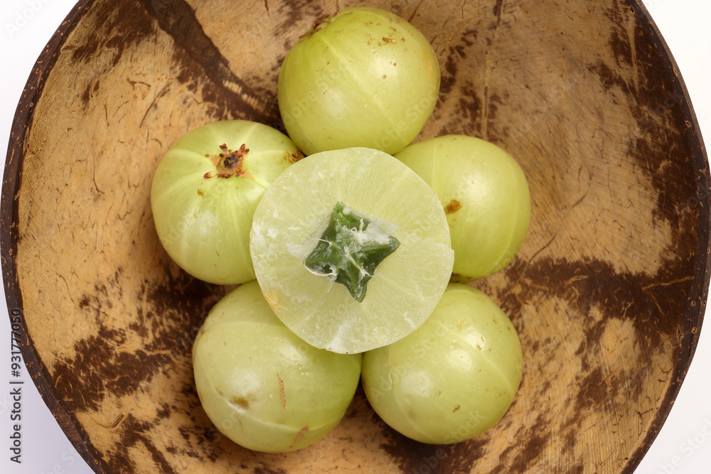 Amloki Indian gooseberry herbal medicinal healthy fruit on white ...
