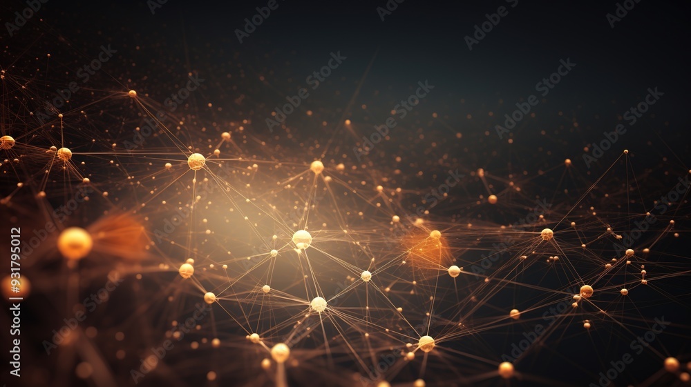 An intricate web of interconnected particles in a high-tech setting ...