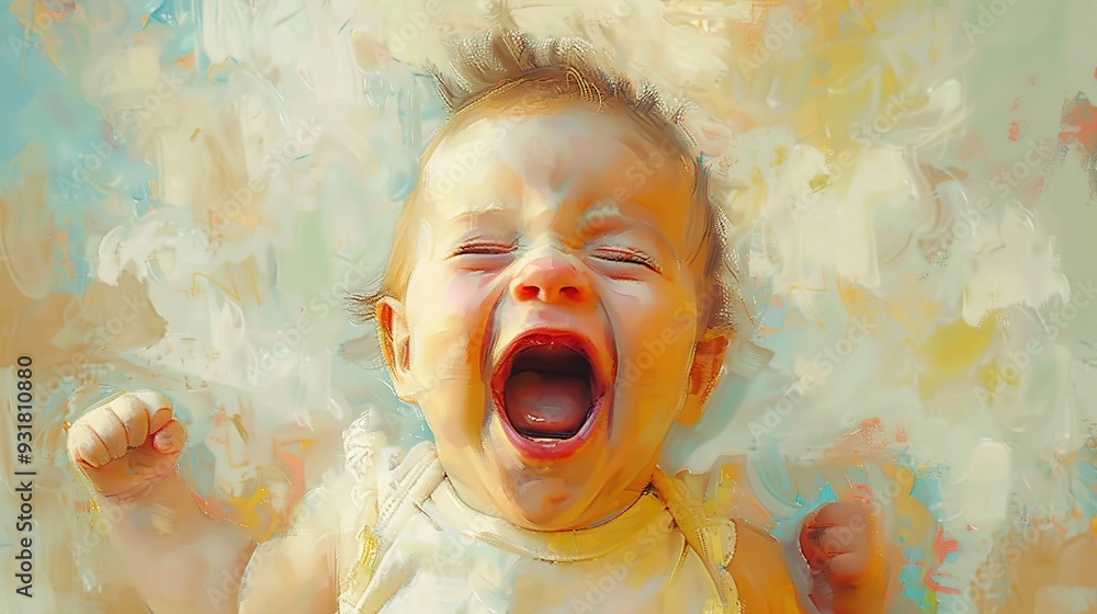 painting capturing the moment when a baby experiences their first belly ...