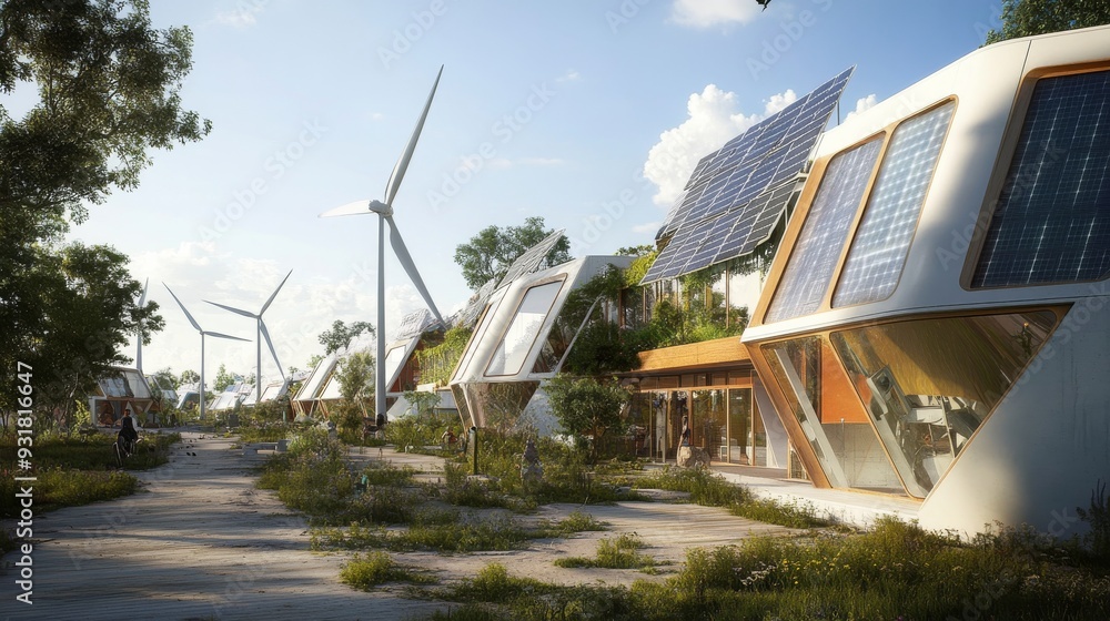 The town is powered by renewable energy sources. Wind turbines and ...