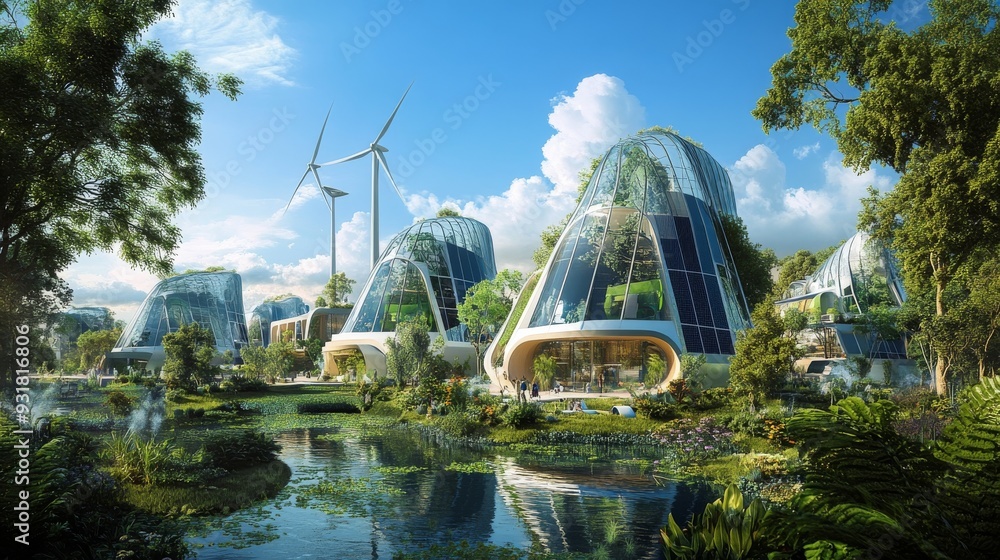 The town is powered by renewable energy sources. Wind turbines and ...