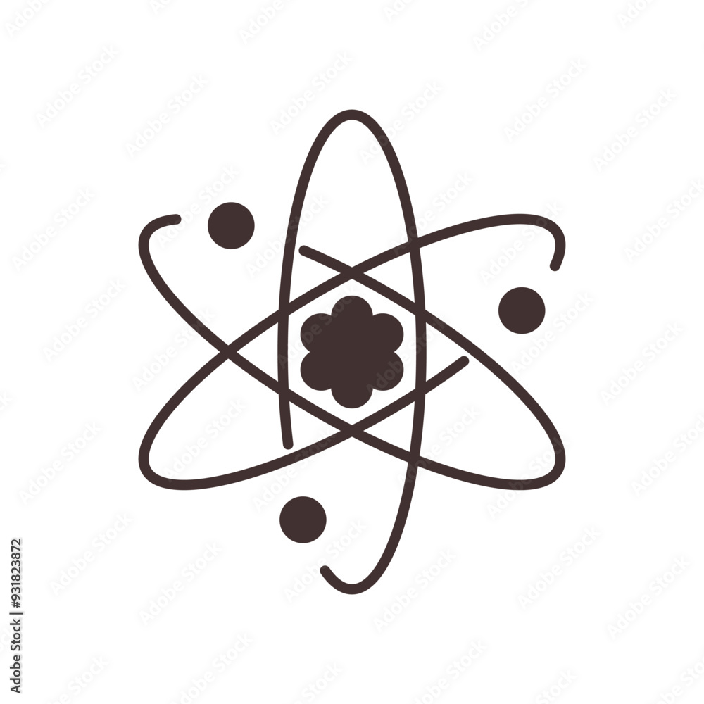 Atom icon with orbitals surrounding the nucleus, symbolizing science or ...