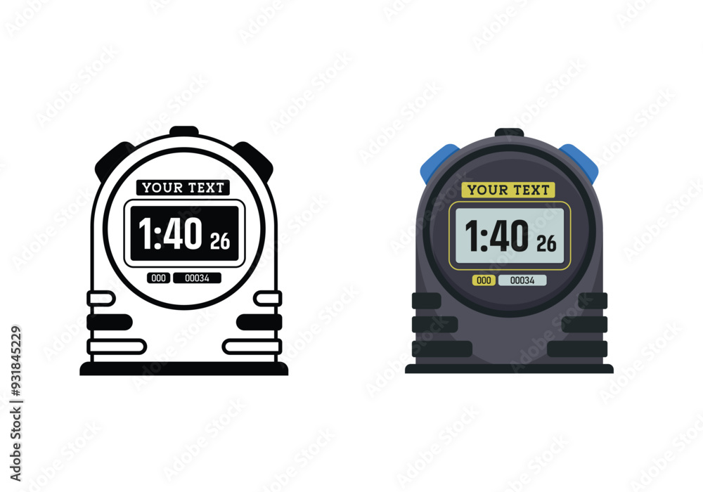 Stopwatches Clip Art Vector Illustrations Set, Timekeeping A Study in ...