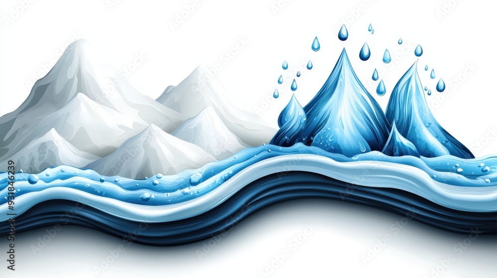 A detailed diagram of the water cycle, showing evaporation ...