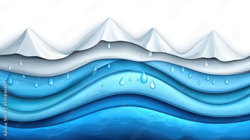 A detailed diagram of the water cycle, showing evaporation ...