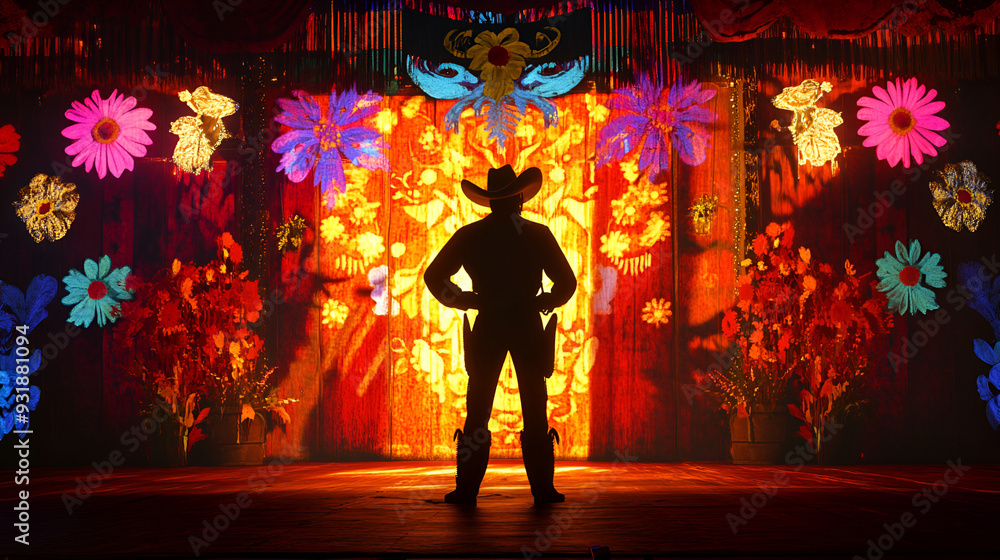 un charro mexicano cantando en el escenario mexicano en una celebracion ...