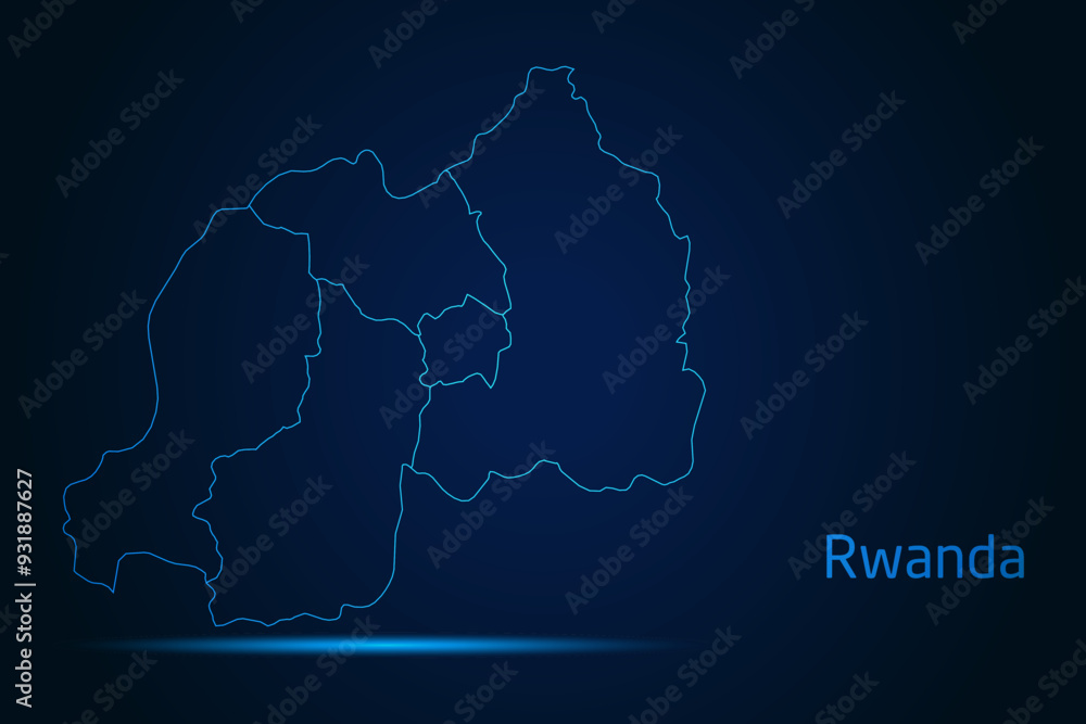 Abstract High Detailed Glow Blue Map on Dark Background of Map of ...