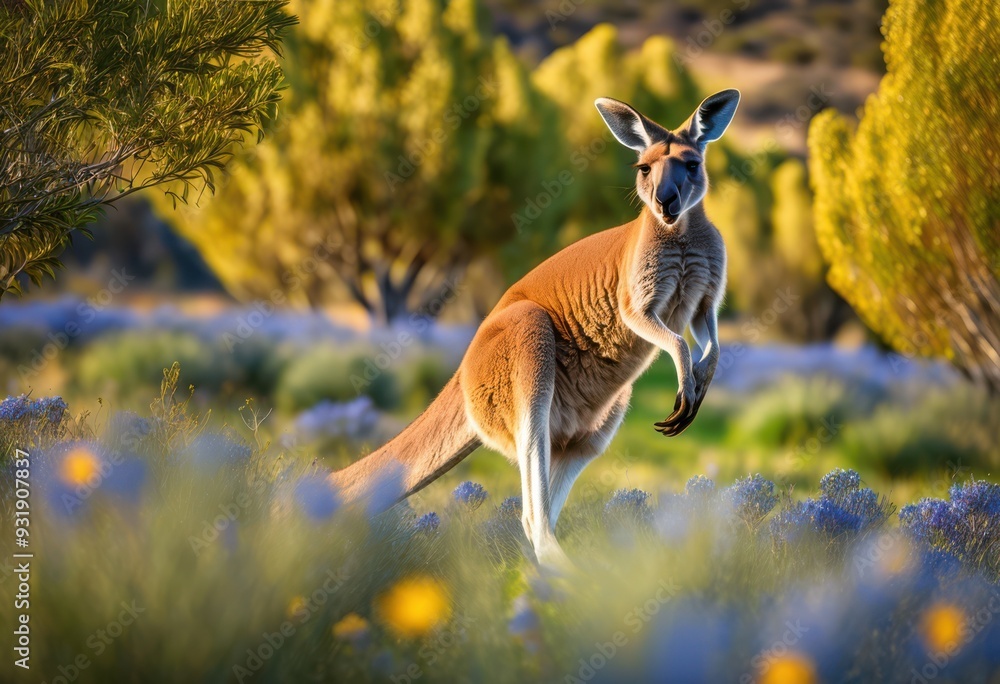 lively kangaroo leaps across vibrant australian landscape colorful ...