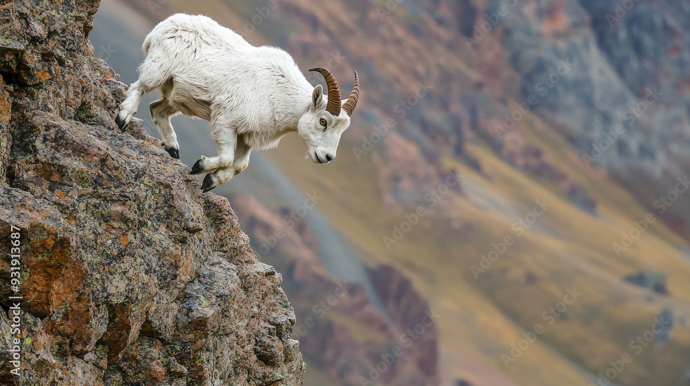 An agile mountain goat scaling steep rocky cliffs with ease, showcasing ...