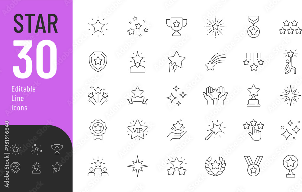 Star Line Editable Icons set. Vector illustration in modern thin line ...