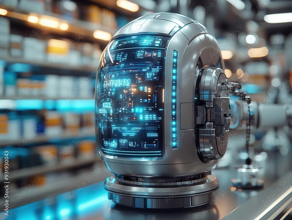 futuristic pharmacy interface holographic medicine displays hover ai ...