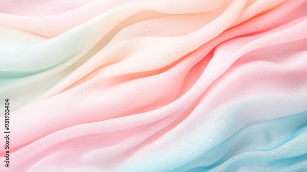 Soft pastel fabric creating elegant waves and gentle textures, perfect for textile design and ...