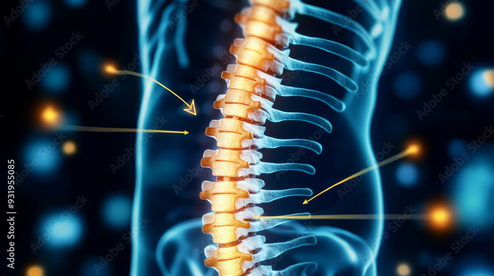 High-resolution medical diagram highlighting the lumbar spine s ...