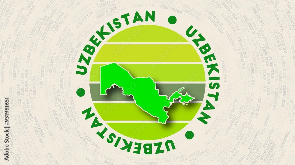 Uzbekistan logo intro. Badge with the circular name and map of country ...