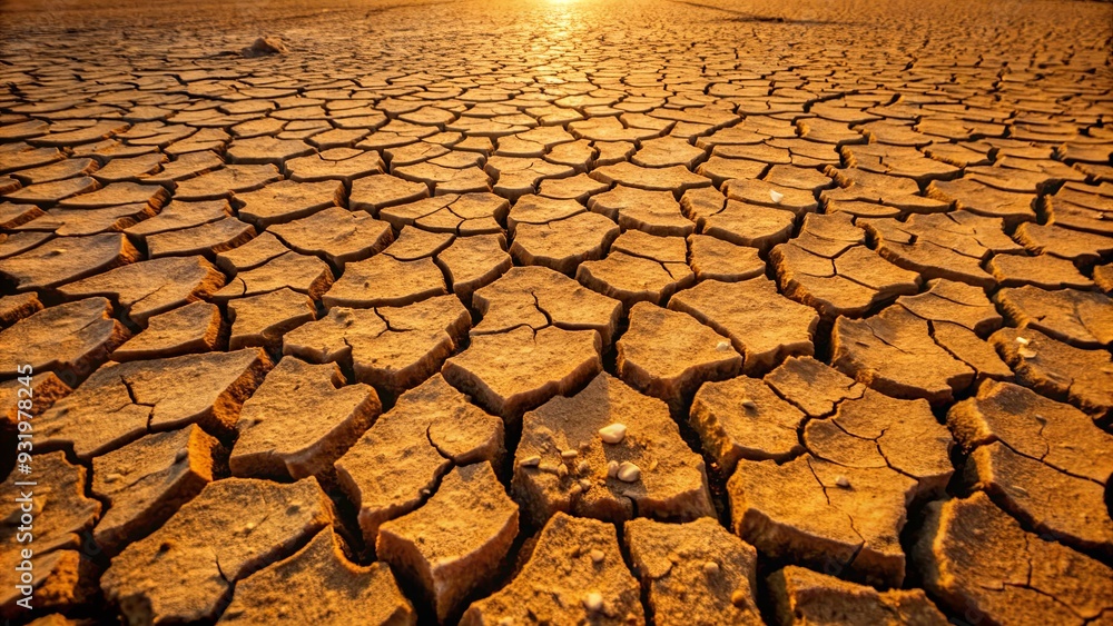 Cracked desert soil closeup showing layers of parched earth due to ...