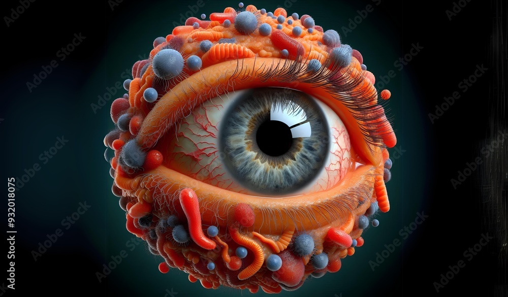 Parasitic infection of the human eye caused by contaminated water Stock ...