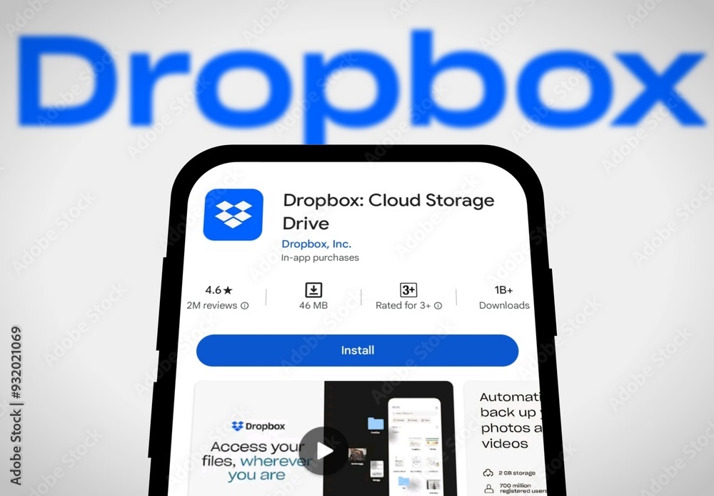 Chittagong, Bangladesh- 21 August 2024: Dropbox app install for Android ...