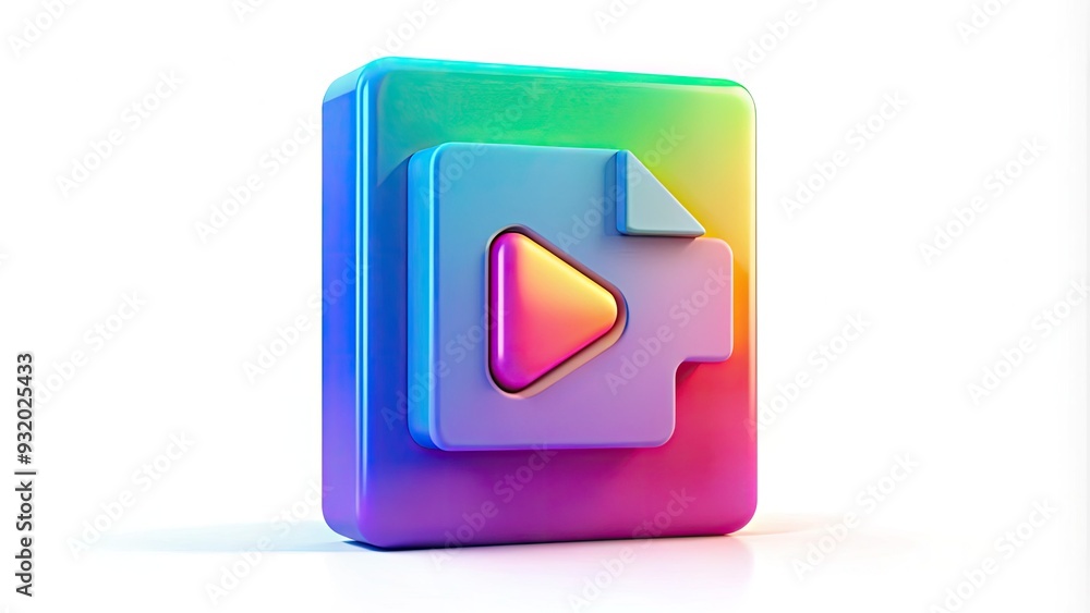 Colorful 3D icon of a video file format, with a stylized MP4 symbol and ...