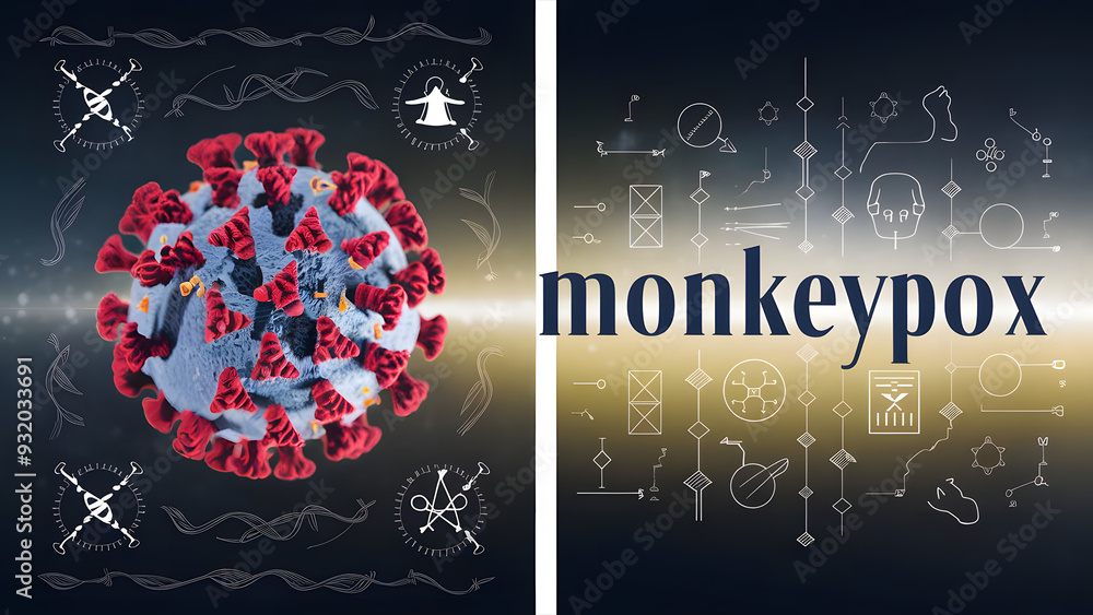 Book cover showing the structures of monkeypox virus at a microscopic ...