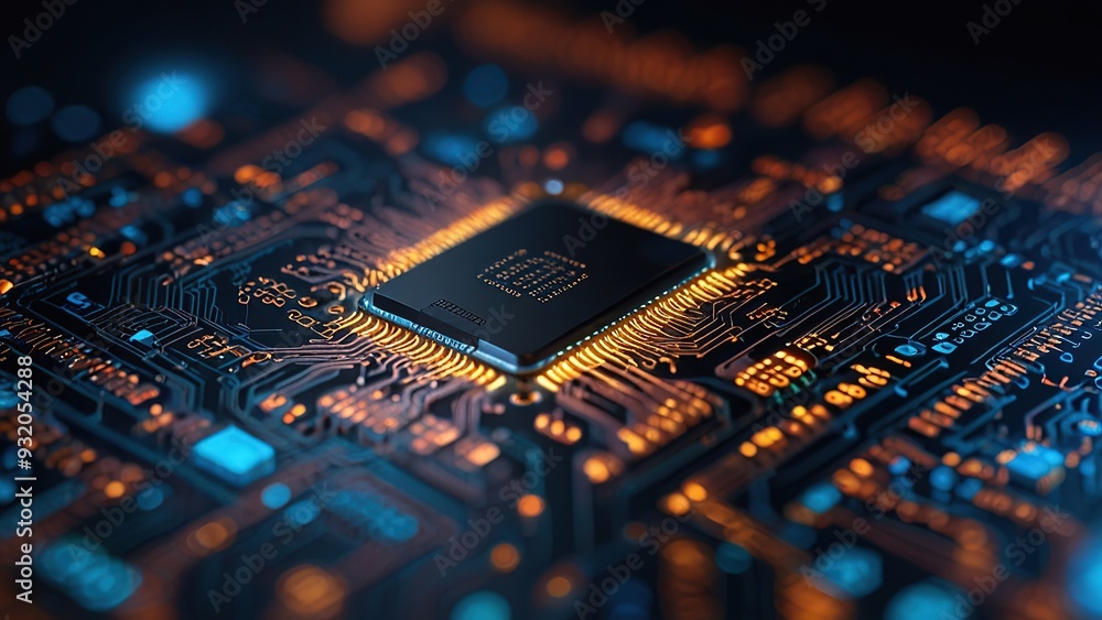 Abstract technology circuit design CPU motherboard of a computer board ...
