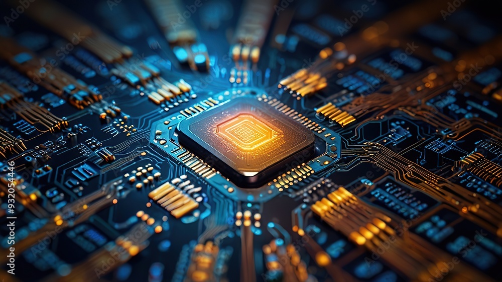 Abstract technology circuit design CPU motherboard of a computer board ...