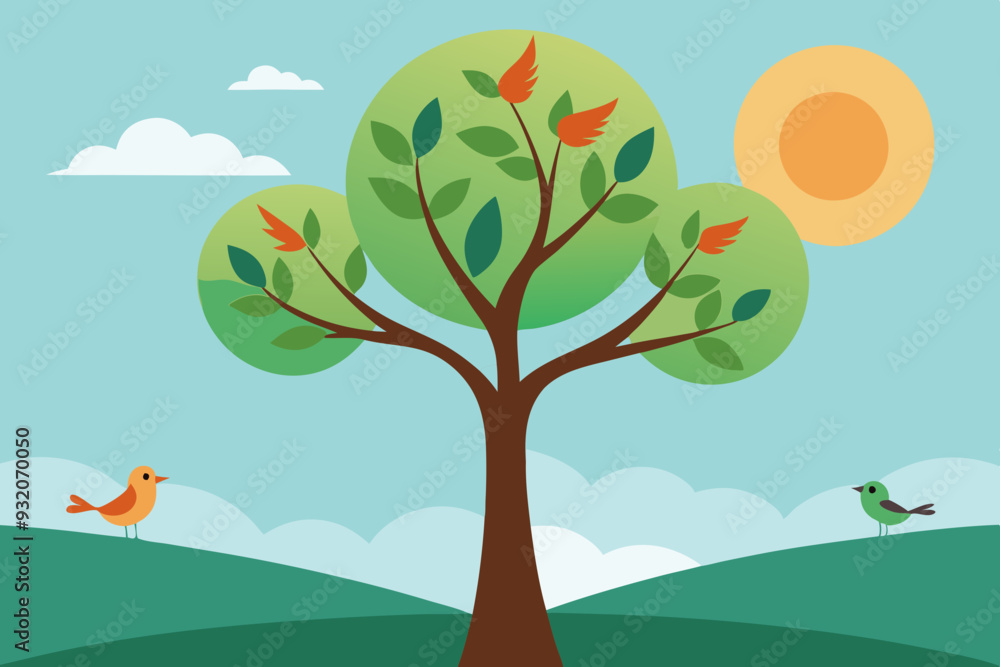 Morning Tree with Birds Silhouette Vector - SVG & Cricut Cut Files for ...