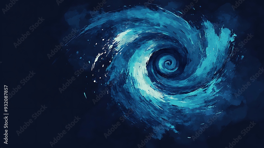 Mesmerizing Abstract Watercolor Brush Stroke Whirlpools on Dark Blue ...