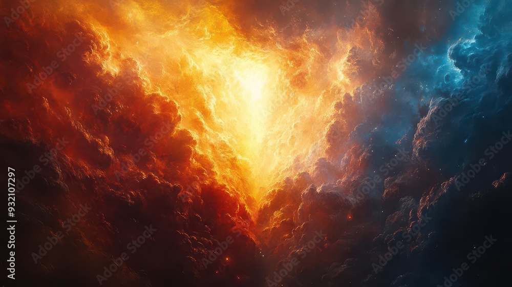 cosmic duality breathtaking split scene contrasting heavenly paradise ...