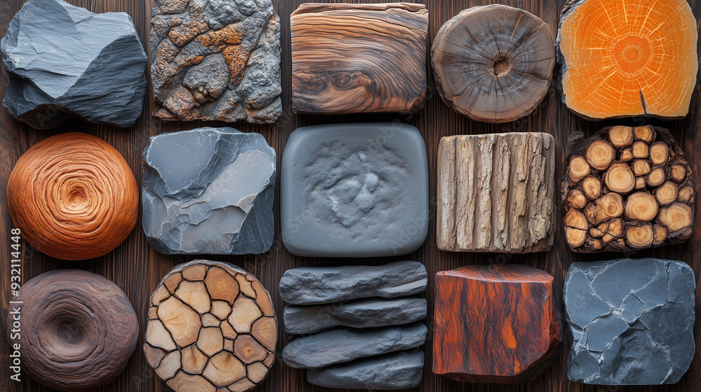 Assortment of Natural Wood and Stone Textures Displayed in a Grid for ...