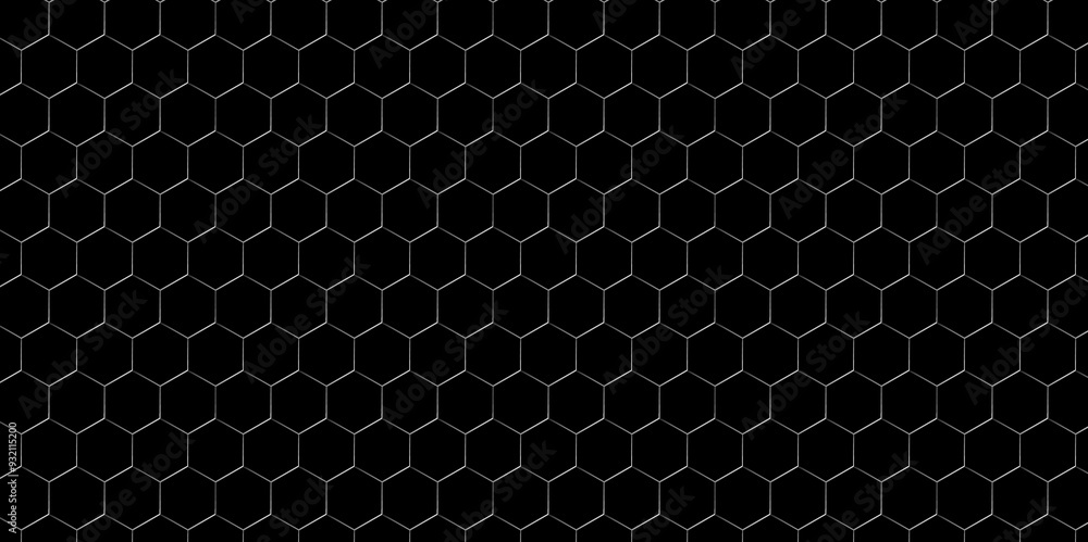 Abstract black background with seamless hexagonal pattern texture. geometric pattern with ...
