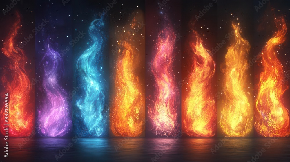 dynamic set of realistic flame elements from smoldering embers to ...