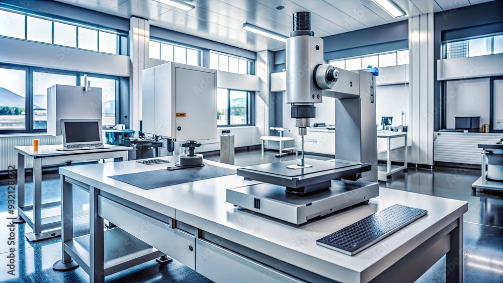 High-tech coordinate measuring machine on a workbench, equipped with ...