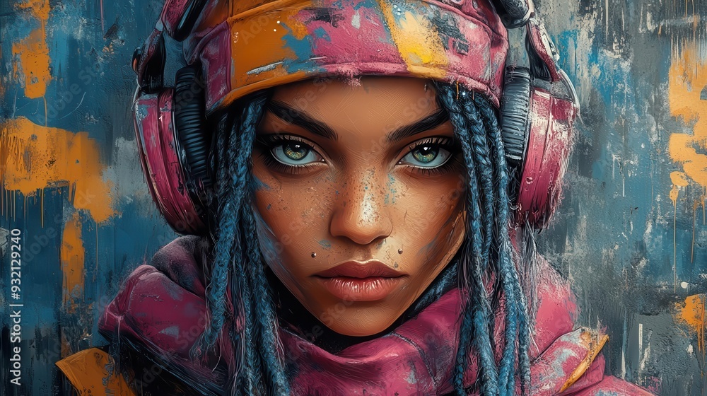 edgy animestyle graffiti artist urban backdrop vibrant spray paint ...