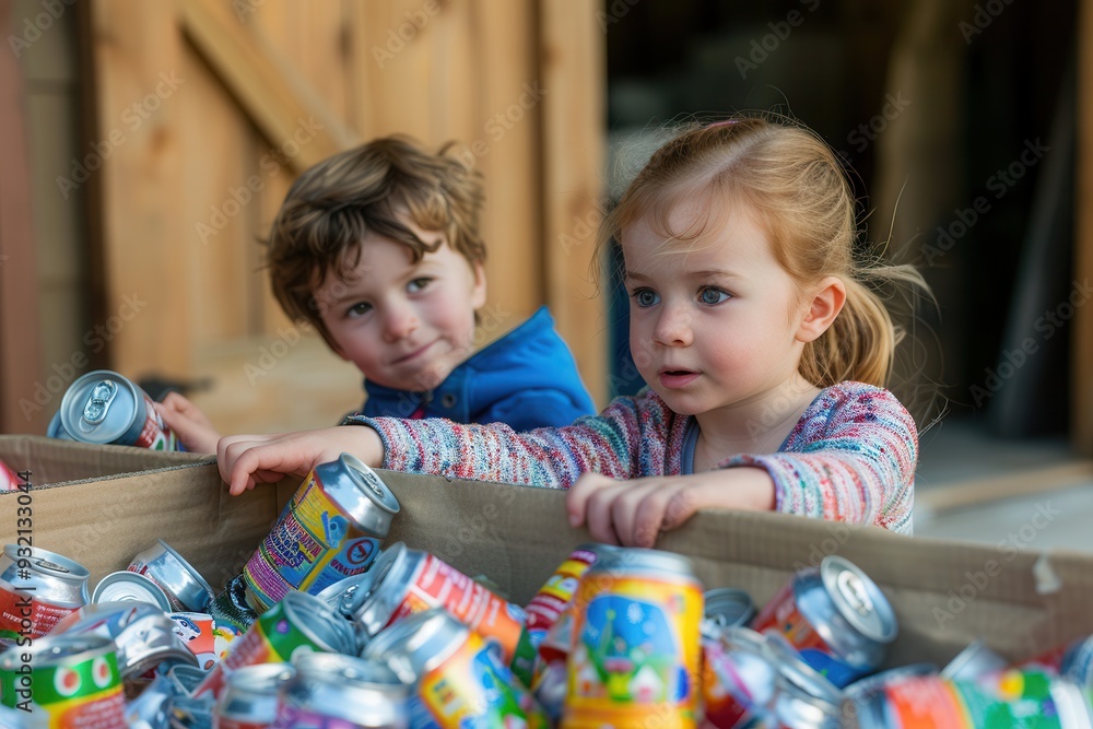 Eco-conscious Kids Collecting Cans for Recycling: Fun Waste Management ...