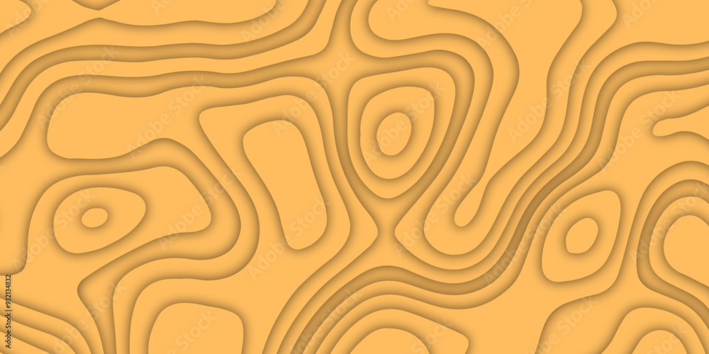 orange 3d papercut from topography vector design abstract background ...