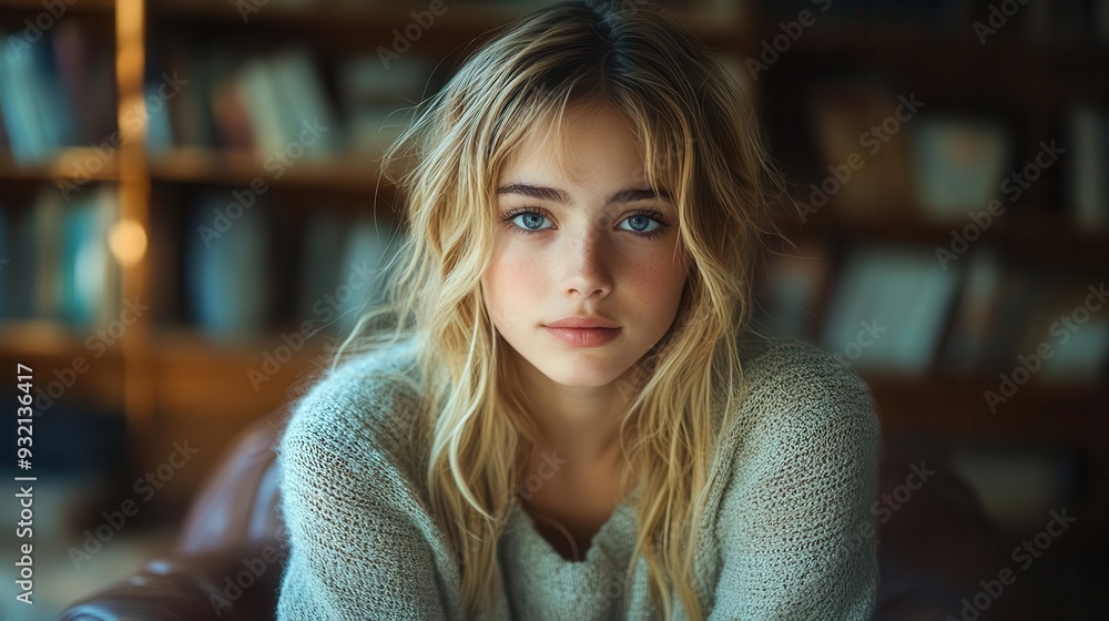 emotionally expressive teenage girl in shadowy room chiaroscuro ...